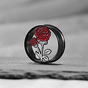 COOEAR Double Flared Gauges for Ears Rose Gold Logo Plugs and Tunnels Can't Screw Piercing Expander Stretchers Jewelry 00g to 1 Inch.