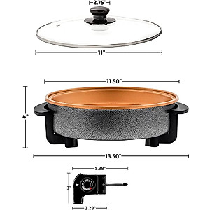 12-Inch Nonstick Electric Skillet - Family-Sized Serves 4 to 6 People