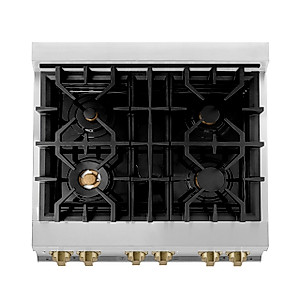 ZLINE Autograph 30" Legacy Dual Fuel Range w/ 4 Burners & White & Bronze Accents (RAZ-WM-30-CB)