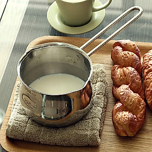 Saucepan, Stainless Steel Milk Pan 12cm, Soup Pot for Induction and Oven, Non Stick Milk Pot, Dishwasher Safe Cookware(Sliver)