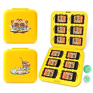 UFOPETIE Card Case for Nintendo Switch Game Card,Compatible with Nintendo Switch Case Animal Crossing Theme,Game Case for Animal Crossing Cards,for Switch Accessories-Thumb Grip 2PCS-Fishing Break