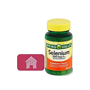 Spring Valley Selenium 200 mcg, 100 Count + STS Home Sticker.