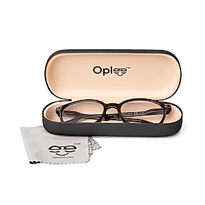 Oplee™ Hard Shell Eyeglass Case with Grey Microfiber Cloth (Black)