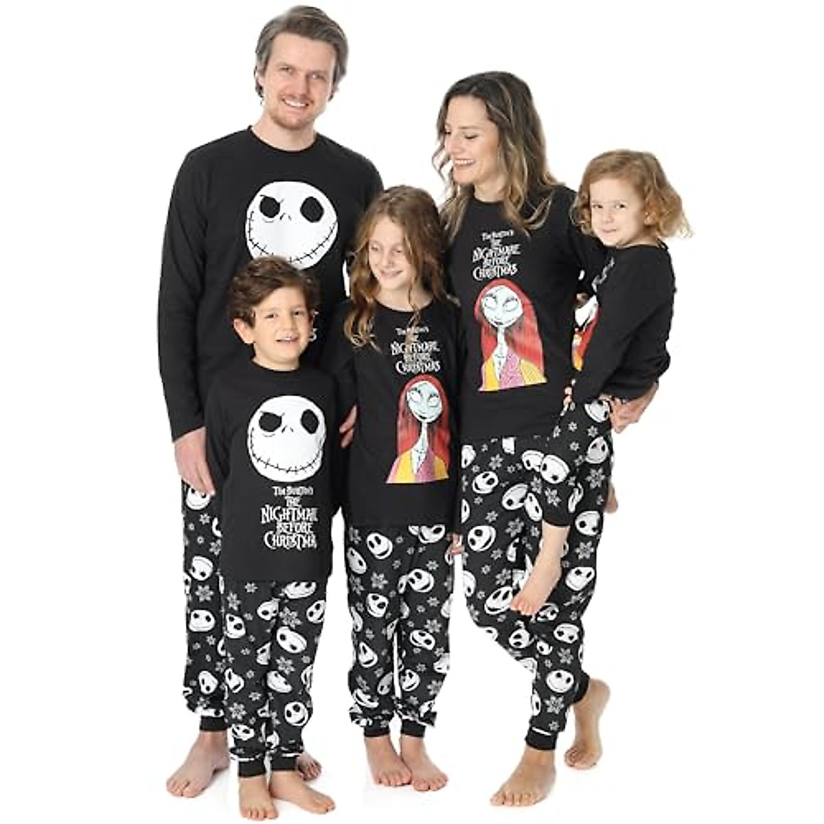 Disney The Nightmare Before Christmas Womens Pajamas | Jack Skellington Sally Halloween Matching Long Sleeve Long Leg PJ Set