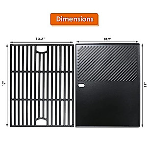 Uniflasy Cast Iron Cooking Grate and Cooking Griddle Replacement for Nexgrill 4 Burner 720-0830H 720-0670A 720-0783E 5 Burner 720-0888N Uniflame GBC981 Replacement for Kenmore 41516106210 415.16106210