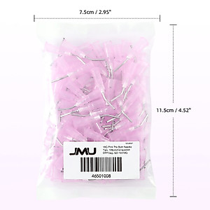 JMU 100Pcs Bent Dispensing Tips 18g, Blunt Tip Dispensing Needle, Dental Pre Bent Flow Dispensing Etch Tips, Disposable Oral Irrigation Needle Tips, Pink