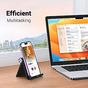 UGREEN 2 Pack Cell Phone Stand Desk Accessories Adjustable Foldable iPhone Stand Holder Desktop Compatible with iPhone 14 Pro Max 14 Plus 13 12 Pro 11 SE Galaxy S23 Ultra Black White