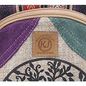 KayJayStyles Bohemian Handmade & Print Large Multi Pocket Hemp Rucksack Backpack (Tree Of Life)