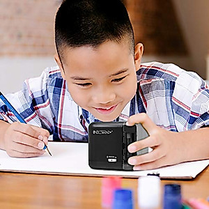 Electric Pencil Sharpener - Includes Drawing Tutorials Online Library. Portable Heavy Duty Multi Powered AC Plug in and Battery Operated. for Artist, Art Classroom, Office, Small Kids