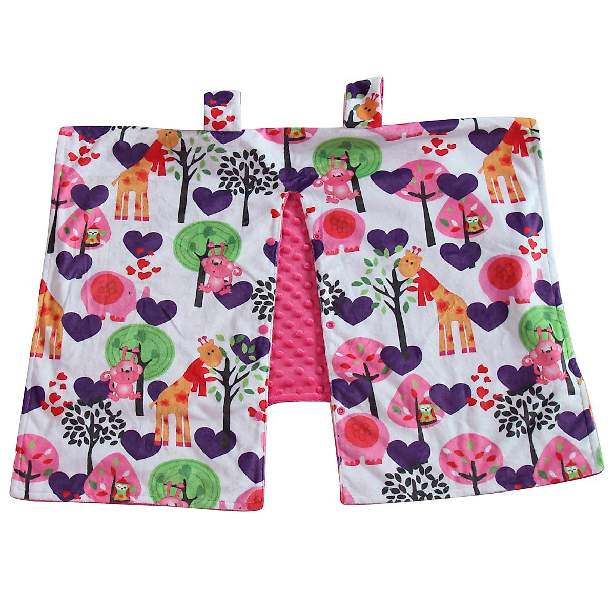 Baby Minky Velboa Carseat Canopy Carrier Cover (Safari/Hot Pink)