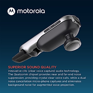 Motorola Bluetooth Earpiece HK500 in-Ear Wireless Mono Headset with Mic for Clear Phone Calls - Smart Touch/Voice Control, Noise Cancelling Microphone, Multipoint Connectivity, Long Battery Life