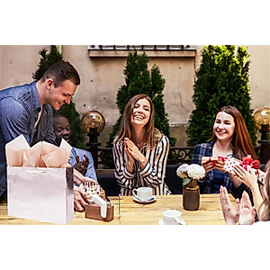 Lyforpyton Extra Large Rose Gold Gift Bags with Tissue Paper and Card 17"x12.6"x5.1" Alligator Pattern Gift Paper Bag for Birthday, Wedding, Anniversaries