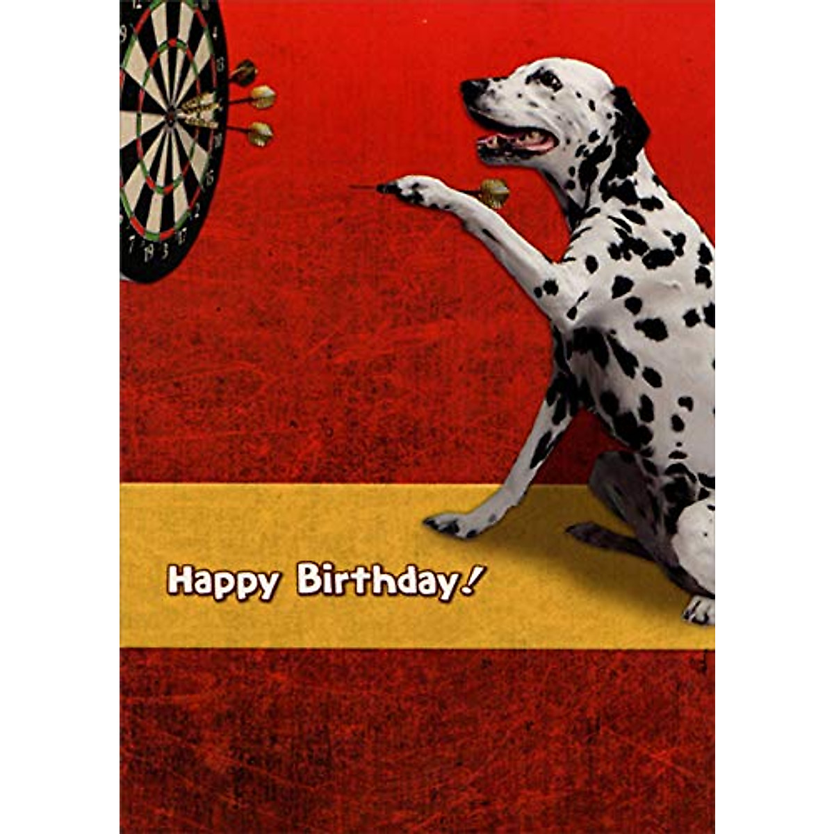 Designer Greetings Dalmation Playing Darts Funny : Humorous Dog Birthday Card