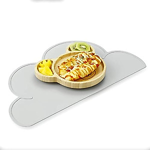 PandaEar Bamboo Wooden Baby Plates with Suction- Divided Unbreakable- Non-Slip (Panda Shape)