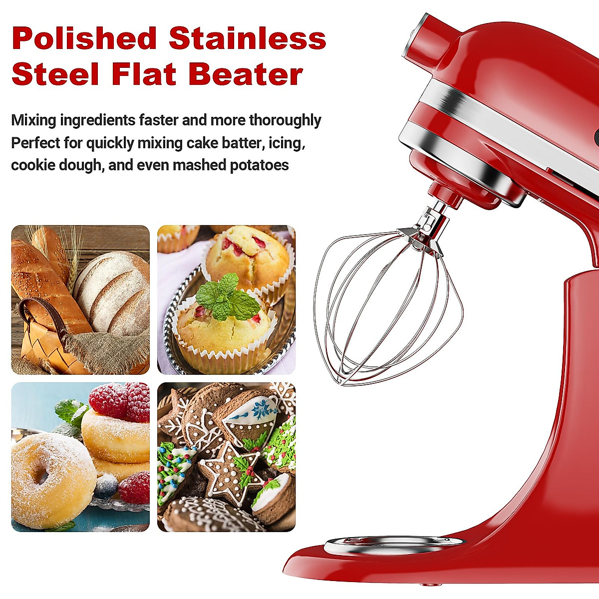 6 Wire Whisk Attachment for Kitchenaid Stand Mixer, Stainless Steel K45WW Whip Replace Attachment for 4.5-5Qt Tilt-Head Stand Mixer, For Egg Cream Stirrer, Flour Cake Balloon Whisk, Dishwasher Safe