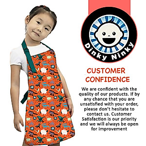 Dinky Ninky - Waterproof Toddler Apron with Dinosaur Print - Adjustable PVC Apron for Little Cooks & Artists, Ages 2-4, Easy-Clean Kitchen & Art Smock
