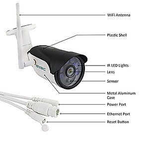 SV3C WiFi Camera Outdoor, IP Wireless 1080P Full HD Security Home Surveillance Camera, IP66 Waterproof, Night Vision, Motion Detection, Support Max 64GB SD Card(Not Included)