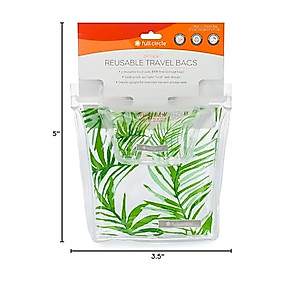 Full Circle Ziptuck Reusable Travel Bag Set – 1 Mini Bag and 1 Travel Bag - Multi-Use Leak-Free Travel Storage Bags – BPA-Free, Food-Safe & Reusable, Palm Leaves