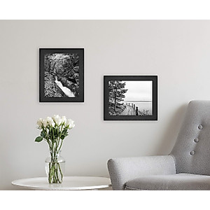 MCS Studio Gallery 8x10 Picture Frame Black Woodgrain, Vertical & Horizontal Wall Hanging & Easel for Tapletop Display, Rectangle Photo Frame for Photos, Posters & Art Prints (2-Pack)