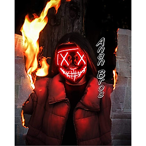 Halloween Mask, Scary Led Costume Mask, Masquerade Cosplay Light Up Face Mask for Men Women Kids, No UV Damage, Clown Mask for Adults