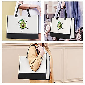 MOLYCHO Personality Avocardio Embroidery Shopping Groceries Cotton Bag Gift For Teacher Library Reusable Multipurpose