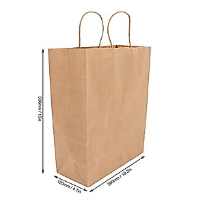 WEYI Portable Large Capacity Multifunctional Tear Resistant Reusable Paper Bag for Restaurant Kraft Shopping Bags for Home use (330x260*120mm)