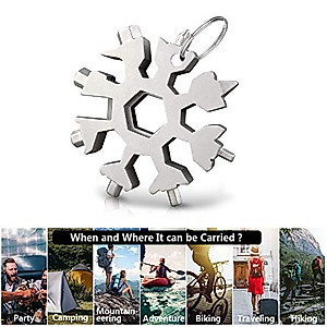 Stocking Stuffers for Men 18-in-1 Snowflake Multi Tool, Christmas Day Men Xmas Gifts Stainless Portable Steel Multi-Tool, Snowflake Bottle Opener Flat Phillips Screwdriver Kit Wrench Daily Tool