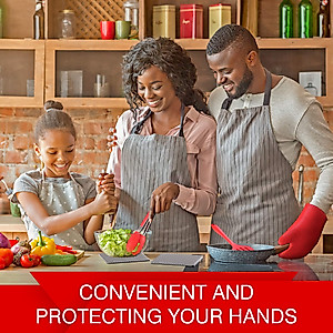 Silicone Oven Mitts and Pot Holders | Set of 6 Pieces | Silicone Pot Holders | Heat Resistant Non Slip Kitchen Mat and Gloves | Silicone Spatula for Nonstick Cookware | Kitchen Tongs for Cooking