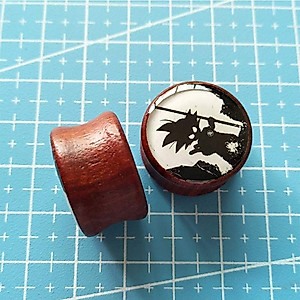 FLYUN Wood Ear Gauges Plugs Women Ear Stretcher Expander 8mm-25mm 0 00-1'' Anime Double Flared Saddle Plugs Piercing Men (0G (8mm))