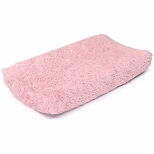 The Peanutshell Pink Faux Sherpa Baby Changing Pad Cover for Girls | Butterfly Whisper Nursery Collection