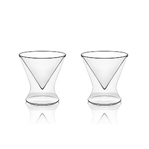 LEMONSODA Clear Insulated Stemless Martini Glasses - Double Walled Design - Luxury Cocktail Suspended in Air - Great for Gifts, Parties, Events, Specialty Cocktails-8 oz - Set of 2