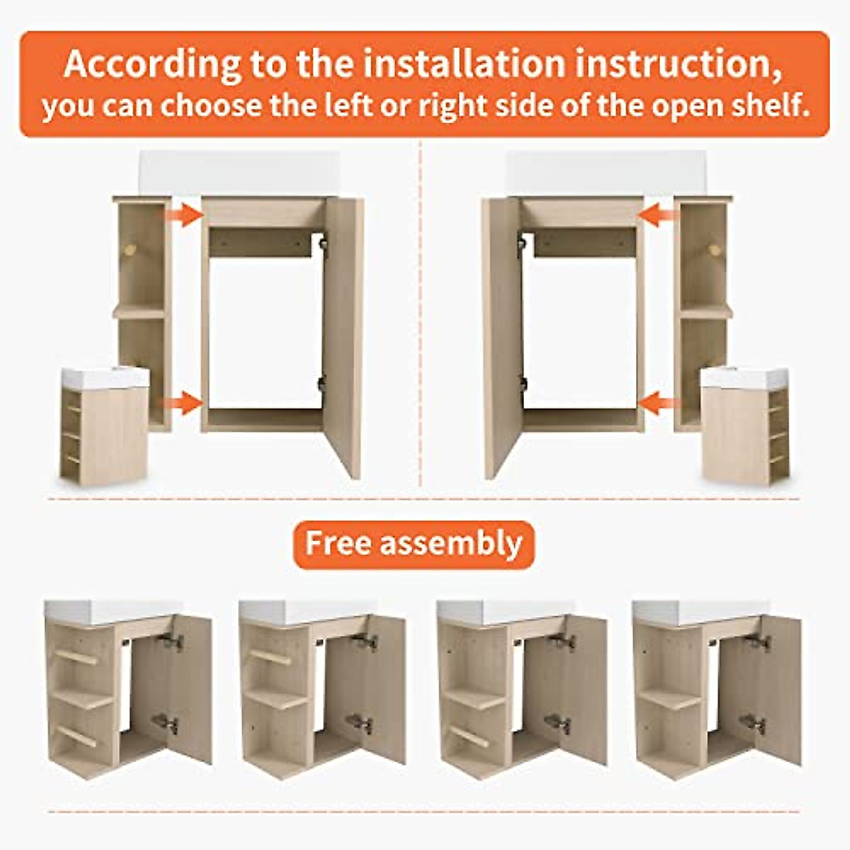 Floating Bathroom Vanity with Sink Combo for Small Space, 16" Wall Mounted Modern Bath Storage Cabinet Vanity Set with Wood Door Resin Basin (Oak)