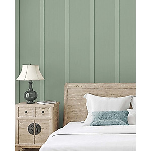 NextWall Faux Board and Batten Peel and Stick Wallpaper (Sage Green)