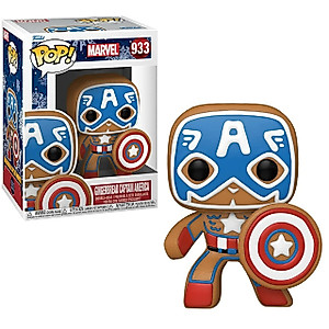 POP Marvel: Holiday - Gingerbread Captain America Funko Vinyl Figure (Bundled with Compatible Box Protector Case), Multicolored, 3.75 inches