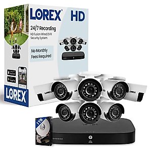 Lorex Fusion 1080p HD Security Camera System w/ 1TB DVR – 8 Channel Home Security System w/ 8 Analog Metal Bullet Cameras – Smart Motion Detection, Long Range IR Night Vision, Weatherproof