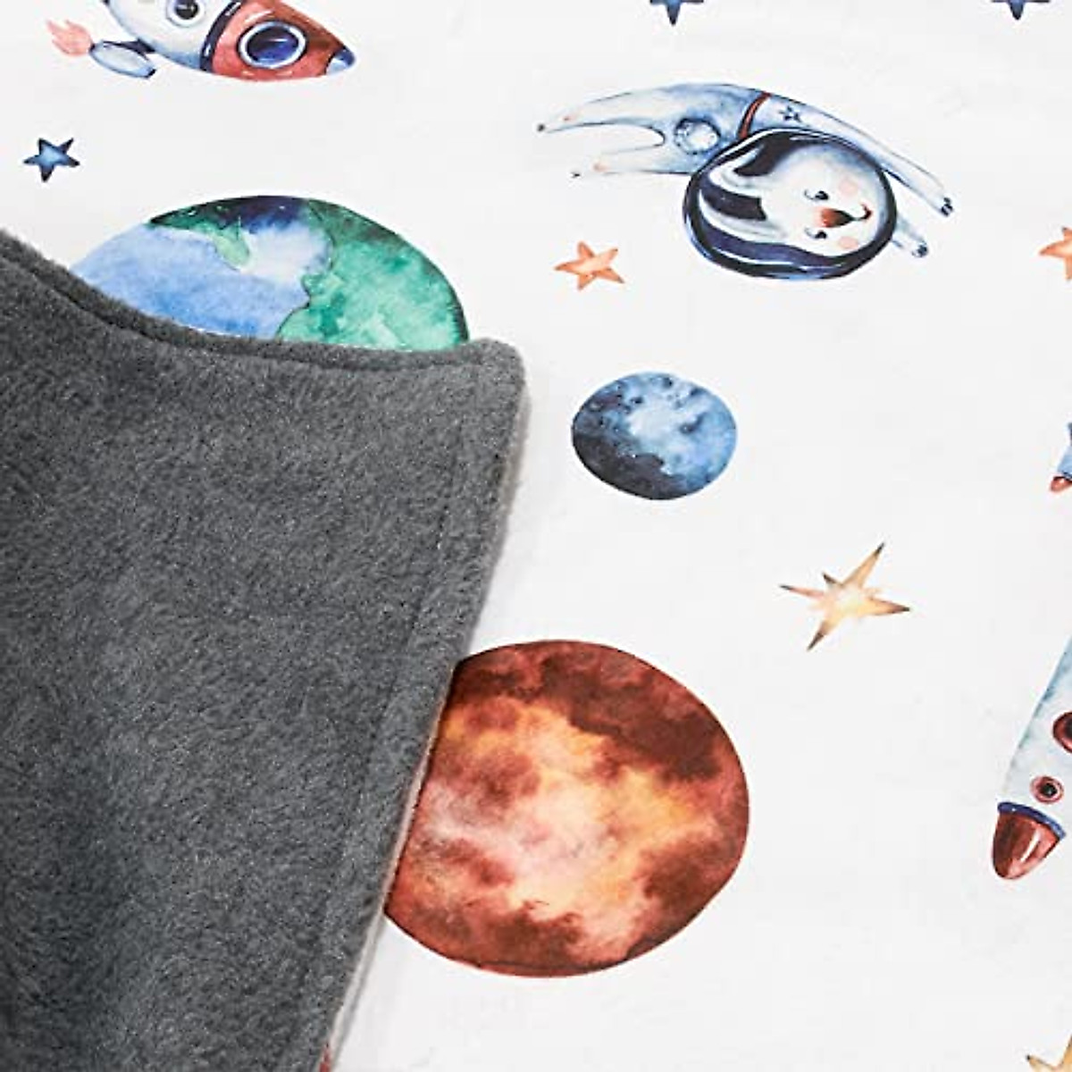 Jaxson's World Watercolor Outer Space Baby Blanket | 30x40 Inches | Minky Fleece