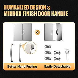KODOM BBQ Access Door 26W x 24H Inch, Stainless Steel Double BBQ Doors,Weatherproof Outdoor Kitchen Doors for BBQ Island Outdoor Kitchen and Outside Cabinet