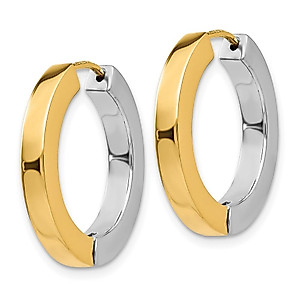 Diamond2Deal 14k Two-tone Gold Hollow Hinged Hoop Earrings (L- 0.83 in, W- 0.83 in)