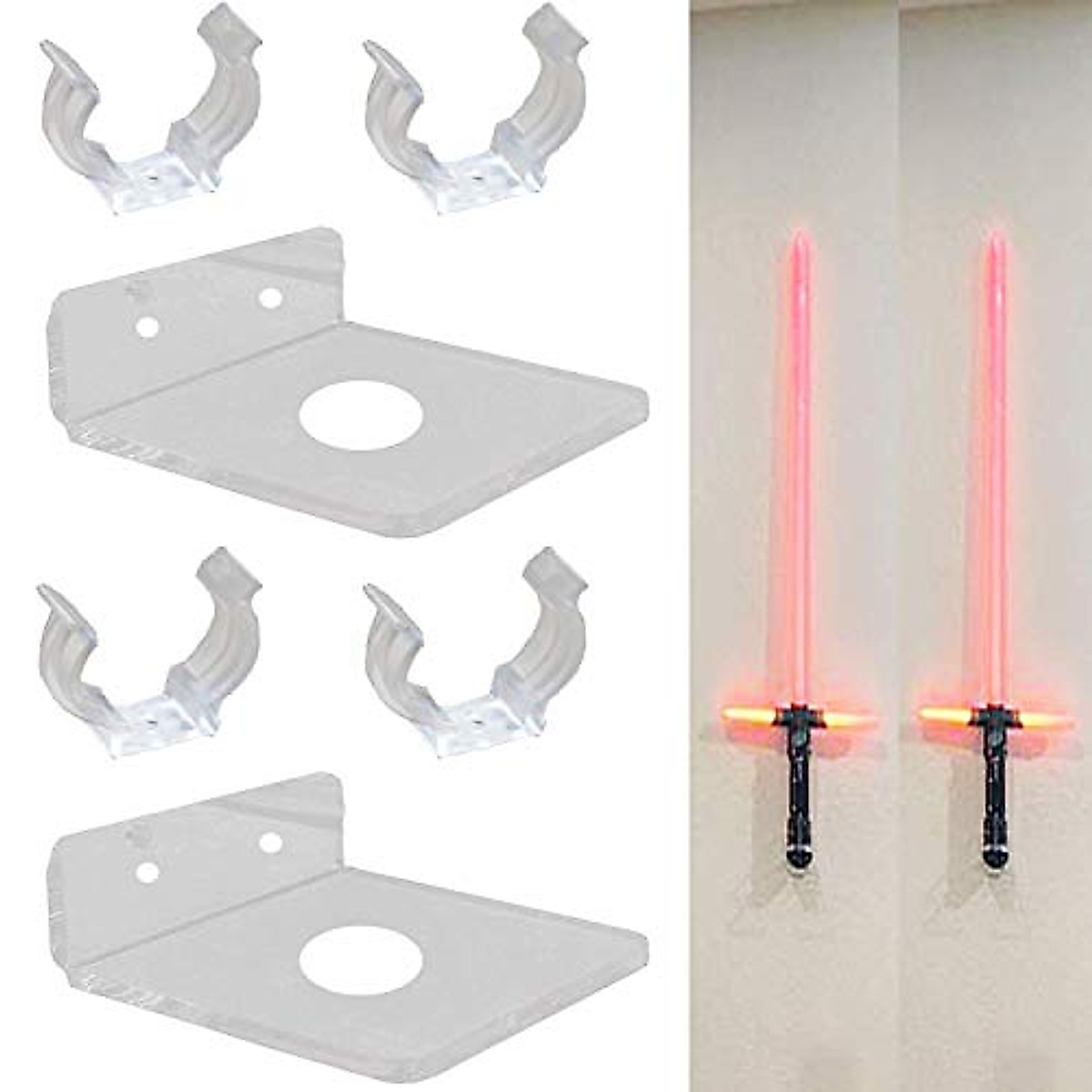 MANNIFEN 2 Pack Universal - Clear Acrylic Rack - Lightsaber Wall Mount Lightsaber Wall Shelf Saber Lightsaber Lightsaber Wall Bracket
