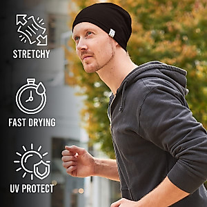CHARM Mens Running Sports Beanie - Gym Caps Sweat Wicking Bike Hat Helmet Liner Navy