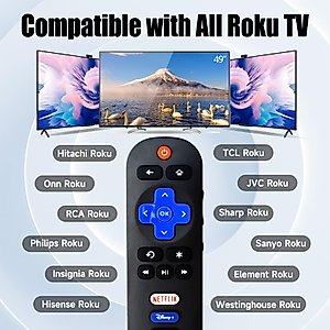 Replacement Remote Control Compatible with All TCL Roku Smart -TVs【Only Works with TCL Roku TV, Not for Roku Stick and Roku Box】 (Netflix/Di+/Apple TV+ / HBO Max)