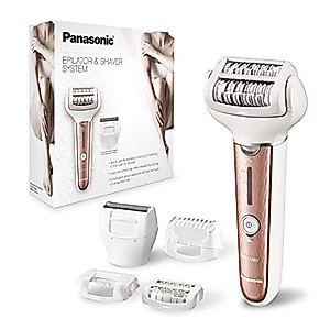 Panasonic, Cordless Shaver Epilator for Women with 5 Attachments Gentle WetDry Hair Removal for Legs Underarms Bikini Face ESEL7AP, White, 1 Count