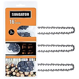 SUNGATOR 3-Pack 16 Inch Chainsaw Chain SG-S56, 3/8" LP Pitch - .050" Gauge - 56 Drive Links, Compatible with Echo, Homelite, Poulan, Remington, Greenworks