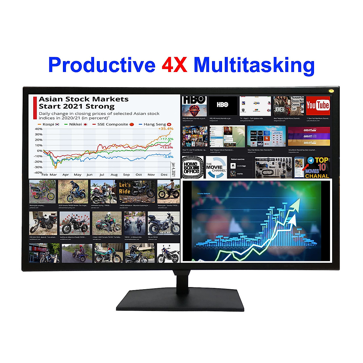 1stPV 27" 4K UHD Professional LED Monitor, 3840 x 2160 (4K@60Hz) Resolution, Quad/PIP/POP Display, HDMI 1@60Hz, HDMI 2&3@30Hz, DP@60Hz, 1.073G Color, Super Slim Design, for Security and Gaming