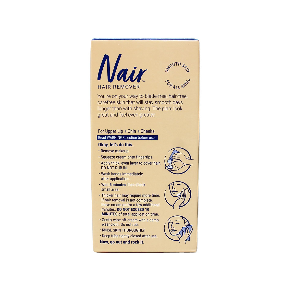 Nair Hair Removal Cream for Face with Special Moisturizers, 2-Ounce Bottles (Pack of 4)