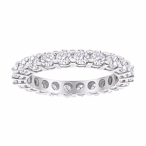 2 Carat (ctw) 14K White Gold Round Diamond Ladies Eternity Wedding Anniversary Stackable Ring Band Value Collection