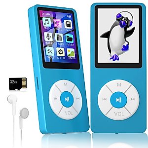 MP3 Player with 32GB TF Card,Built-in HD Speaker,Portable HiFi Music Player with Video/Voice Recorder/FM Radio/Photo Viewer/E-Book Player for Kids