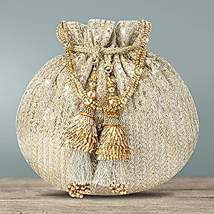 Aheli Indian Potli Bags for Women Evening Bag Clutch Ethnic Bride Purse with Drawstring