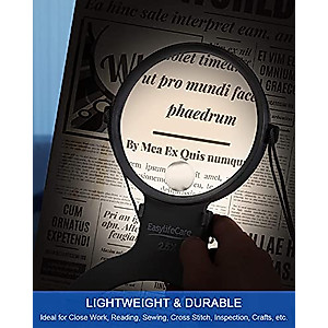 EasyLifeCare Hands Free Chest Rest LED Magnifier - Neck Wear Visual Aid Illuminated Magnifying Glass for Low Vision & Visually Impaired Seniors - Portable - Gifts for Mom, Dad, Grandmother, Women, Men