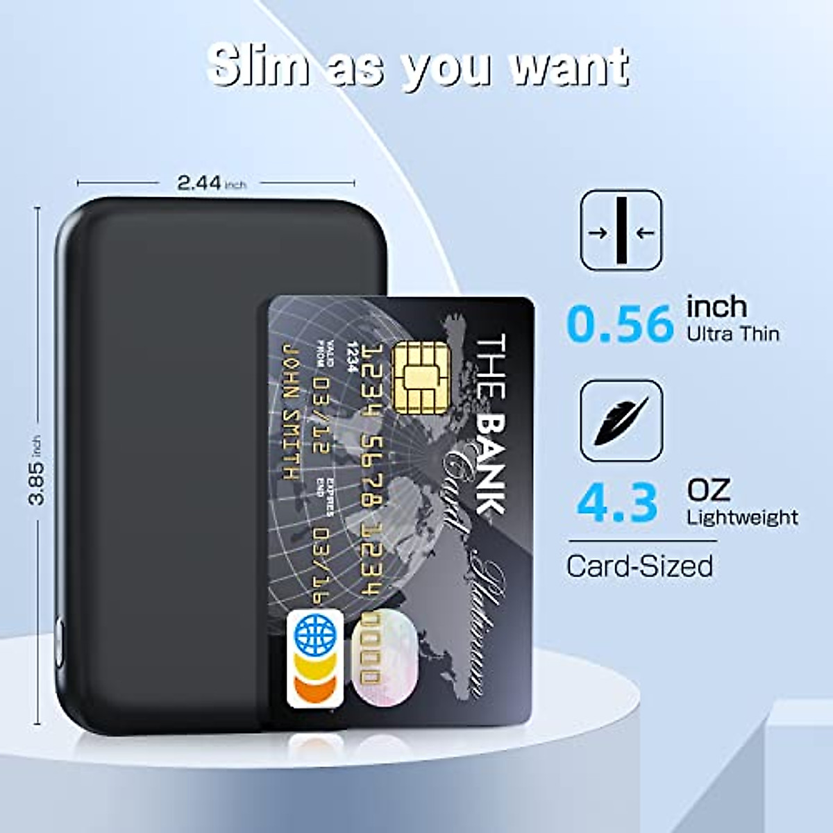 HAIARA Wireless Portable Charger, 5000mAh Magnetic Power Bank with USB C & A Port, for MagSafe Battery Pack, Slim Cell Phone Charger for iPhone 14/13/12 Series Samsung Pixel Android, etc